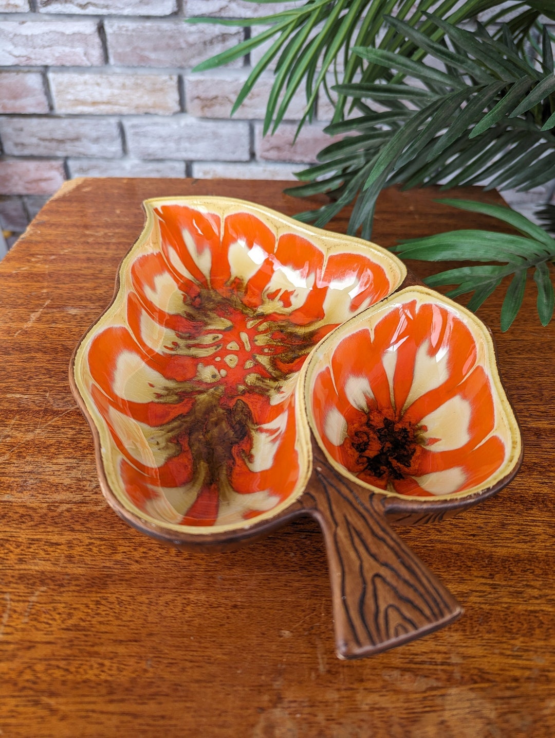 Vintage Leaf Shaped Chips and Dip Dish - Etsy