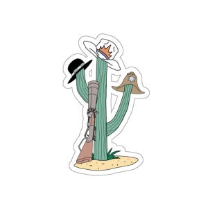 Bravestarr Inspired Hats and Cactus - Die-cut Sticker Decal Label Retro ...