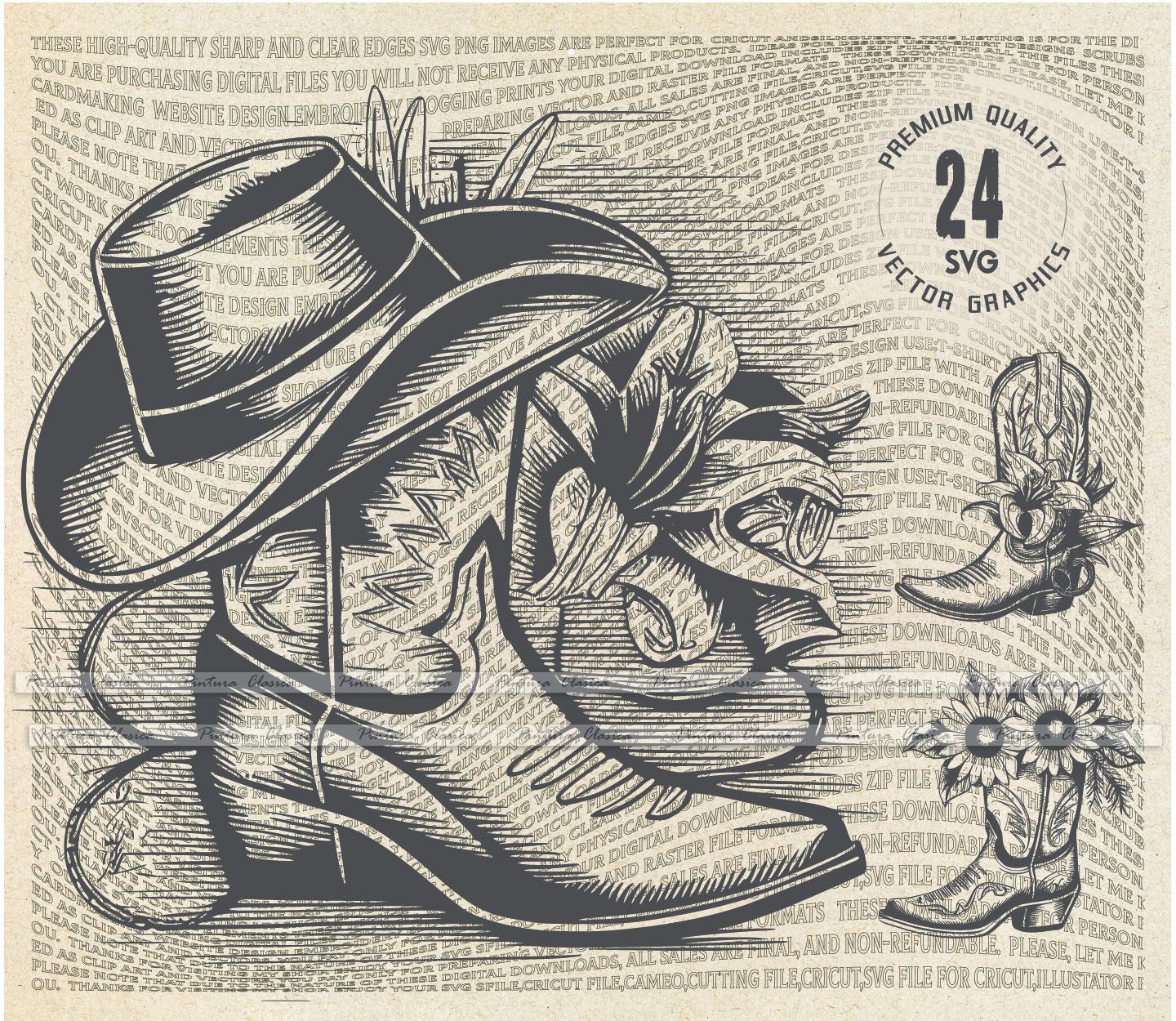 Cowboy Boot SVG Collection | 24 Vintage Style Designs for Craft ...