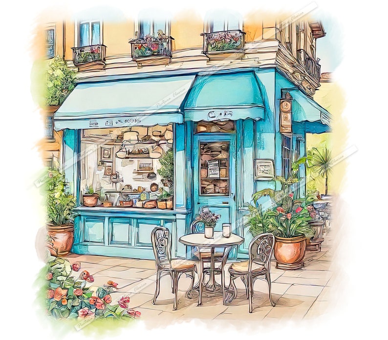 Coffee Shop Watercolor Clipart Printable Watercolor Clipart 10 PNG ...