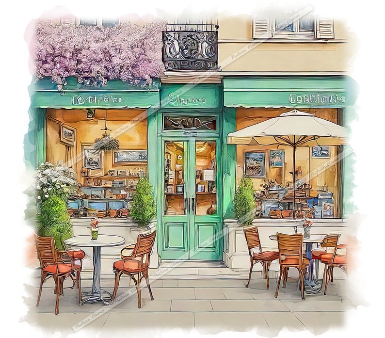 Coffee Shop Watercolor Clipart Printable Watercolor Clipart 10 PNG ...