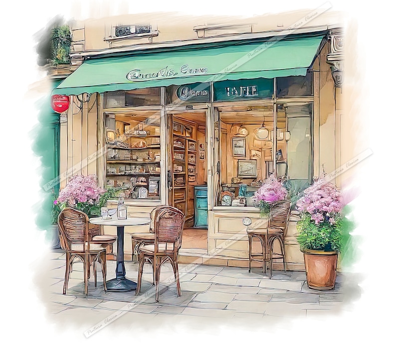 Coffee Shop Watercolor Clipart | Printable Watercolor Clipart | 10 PNG ...