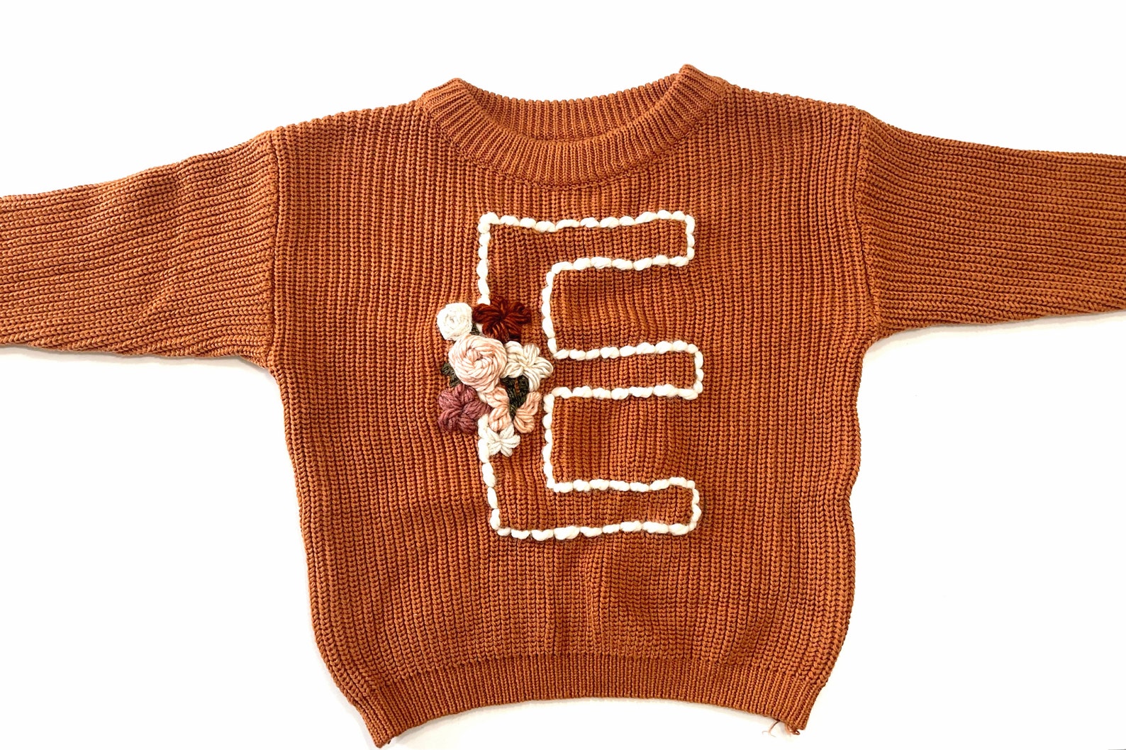Personalized Embroidered Floral Letter Sweater, Infant Sweater, Toddler ...