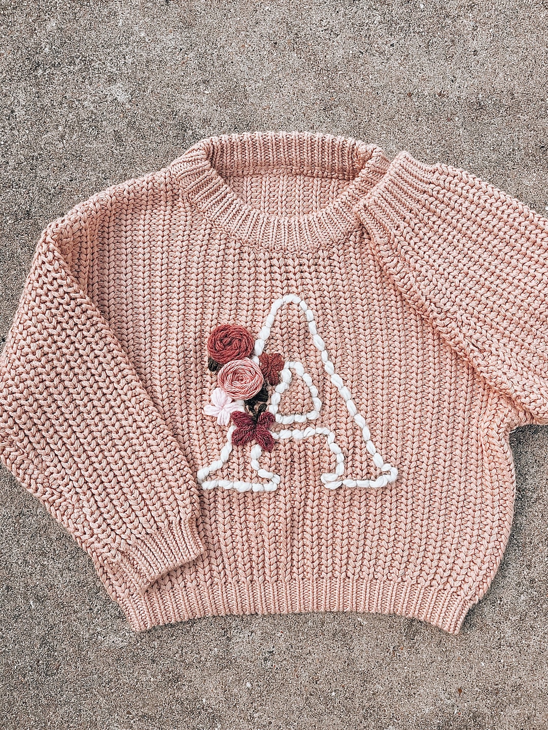 Personalized Embroidered Floral Letter Sweater, Infant Sweater, Toddler ...