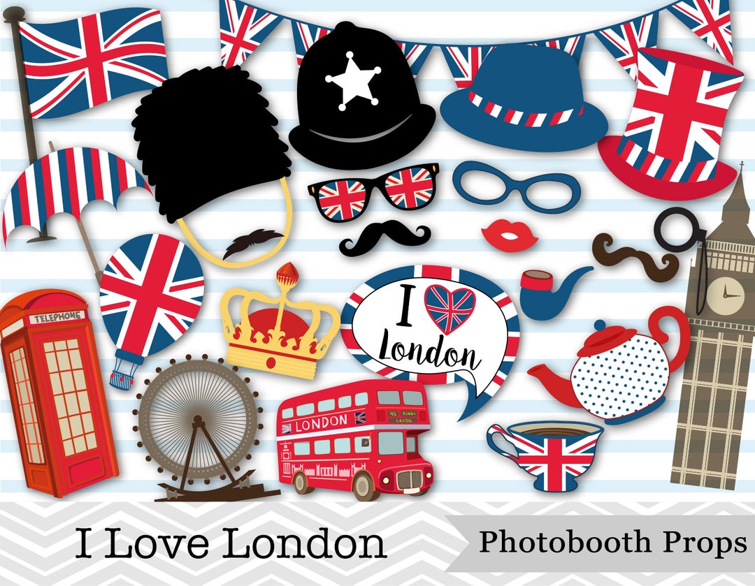 Printable I Love London Party Photo Booth Props, British Party Photo ...