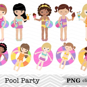 39 Girl Pool Party Clip Art, Swimming Girl Clipart, Summer Pool Girl ...