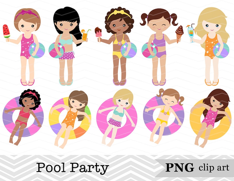 39 Girl Pool Party Clip Art, Swimming Girl Clipart, Summer Pool Girl ...