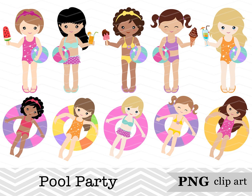 39 Girl Pool Party Clip Art, Swimming Girl Clipart, Summer Pool Girl ...