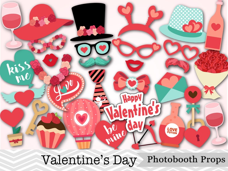 Printable Valentine's Day Photo Booth Props, Love Valentine's Party ...
