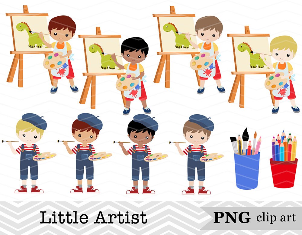 51 Little Artist Boys Clip Art, Art and Paint Clipart, Boy Art Party ...