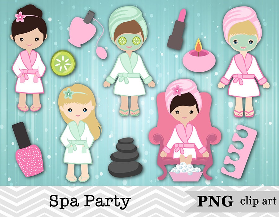 36 Spa Night Clip Arts, Girl Spa Party Clipart, Spa Girls Clipart, Spa Girl Scrapbook, Pamper ...
