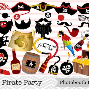 Printable Pirate Party Photo Booth Props, Pirate Birthday Party Photo ...