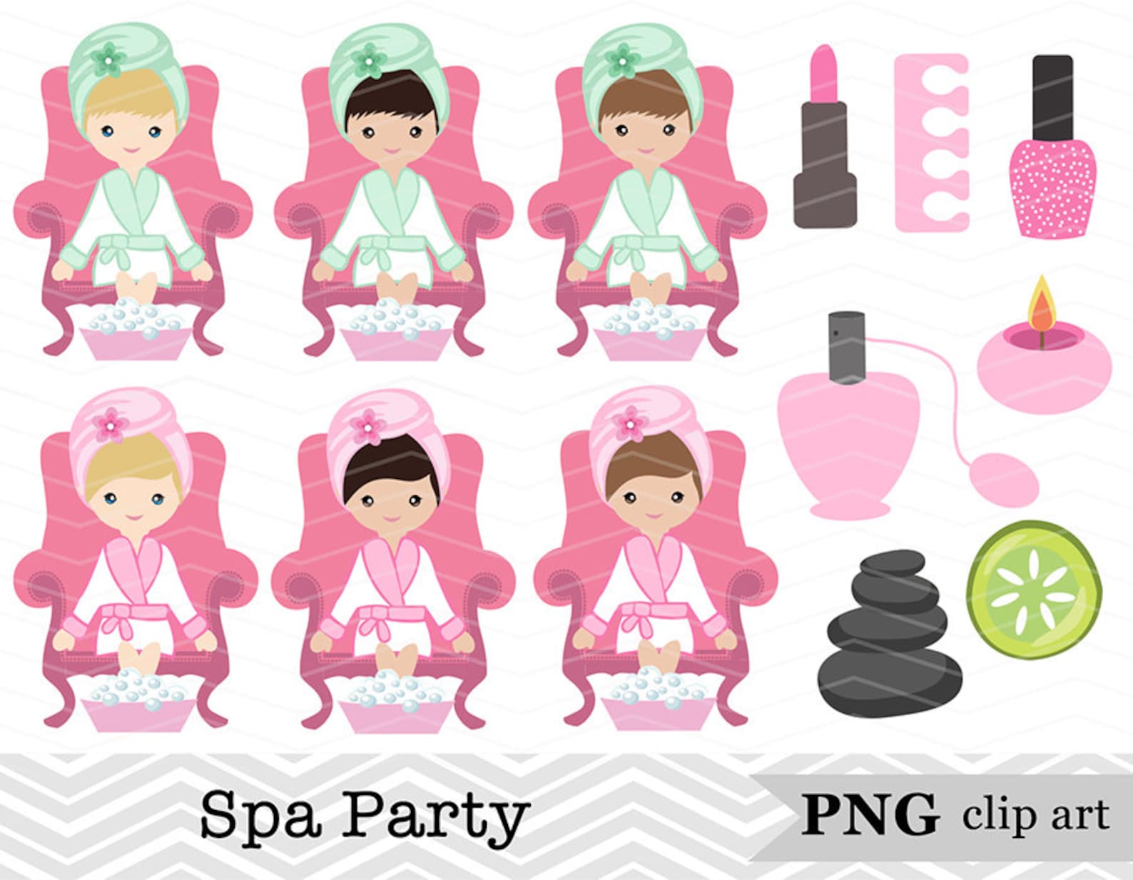 36 Spa Night Clip Arts, Girl Spa Party Clipart, Spa Girls Clipart, Spa Girl Scrapbook, Pamper ...