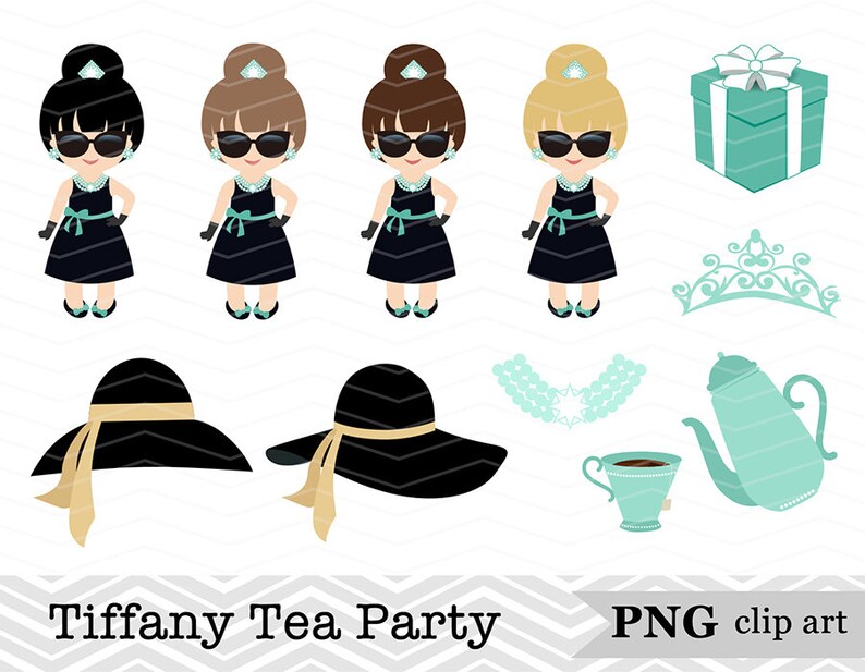 31 Tiffany's Tea Party Clip Art, Breakfast at Tiffanys Clipart, Tiffany ...