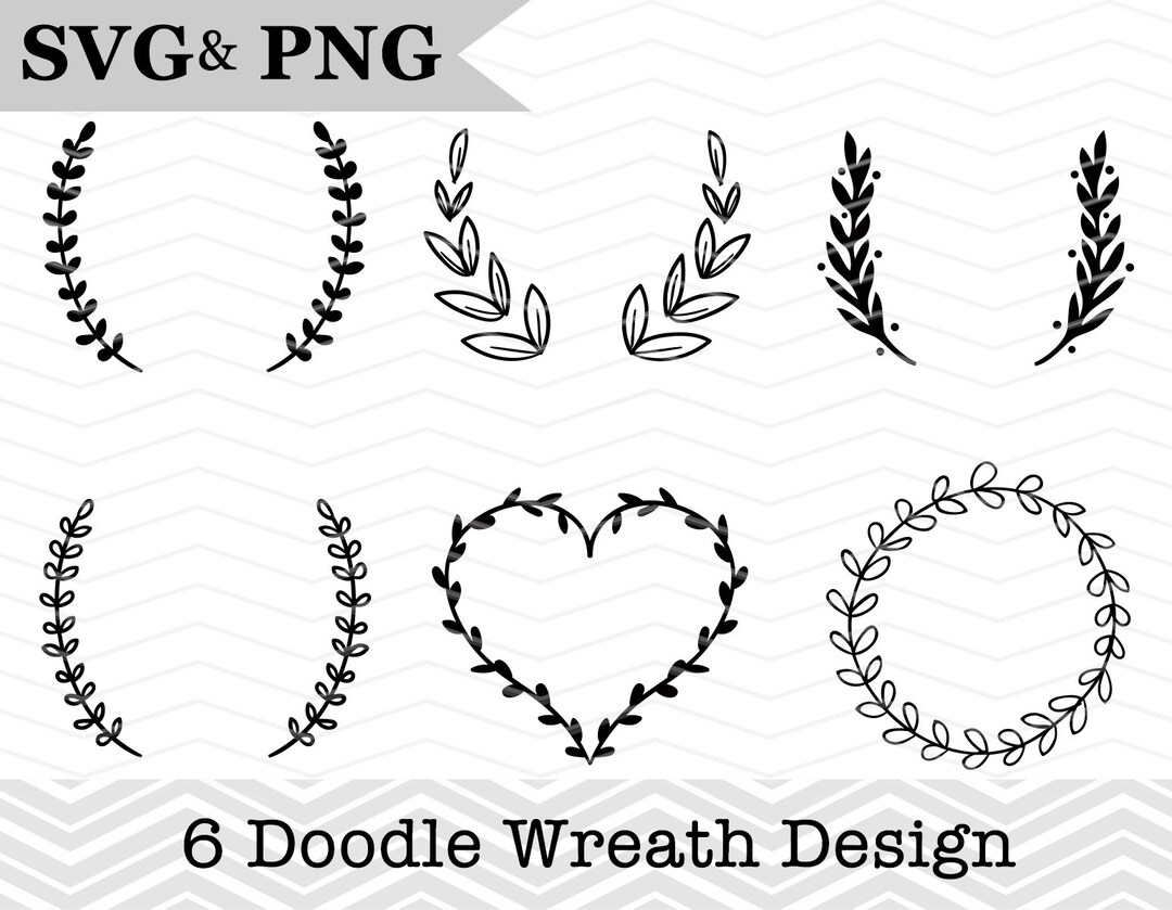6 Hand Drawn Doodle Wreath Design SVG, Wreath SVG Cut File for Cricut ...