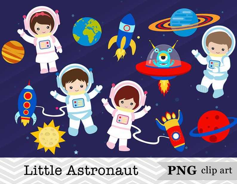 23 Little Astronaut Clip Art, Space Adventure Clipart, Boy and Girl ...