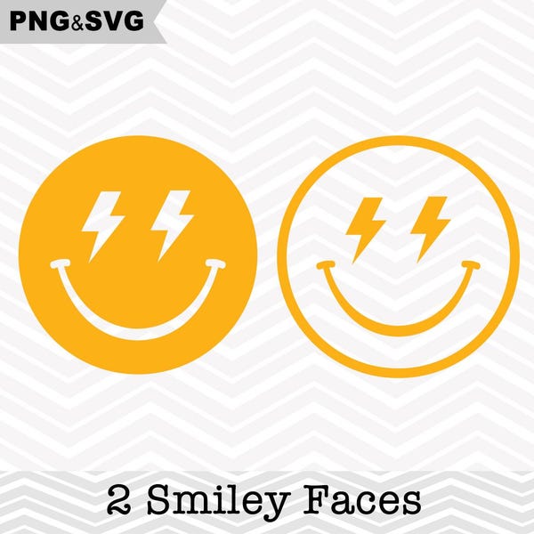 Lightning Bolt Smiley Face - Etsy