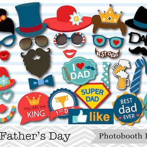 Printable Father's Day Photo Booth Props, I Love Dad Photo Booth Props ...