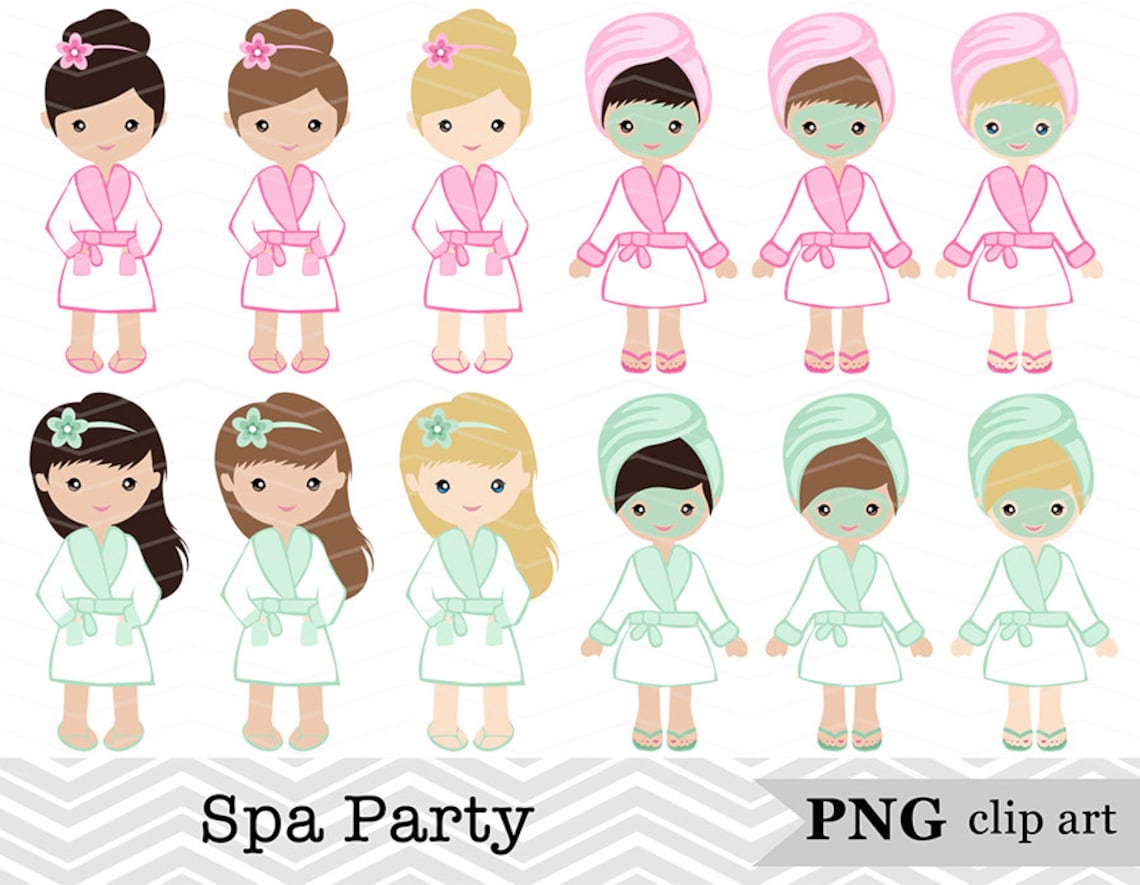 36 Spa Night Clip Arts, Girl Spa Party Clipart, Spa Girls Clipart, Spa ...