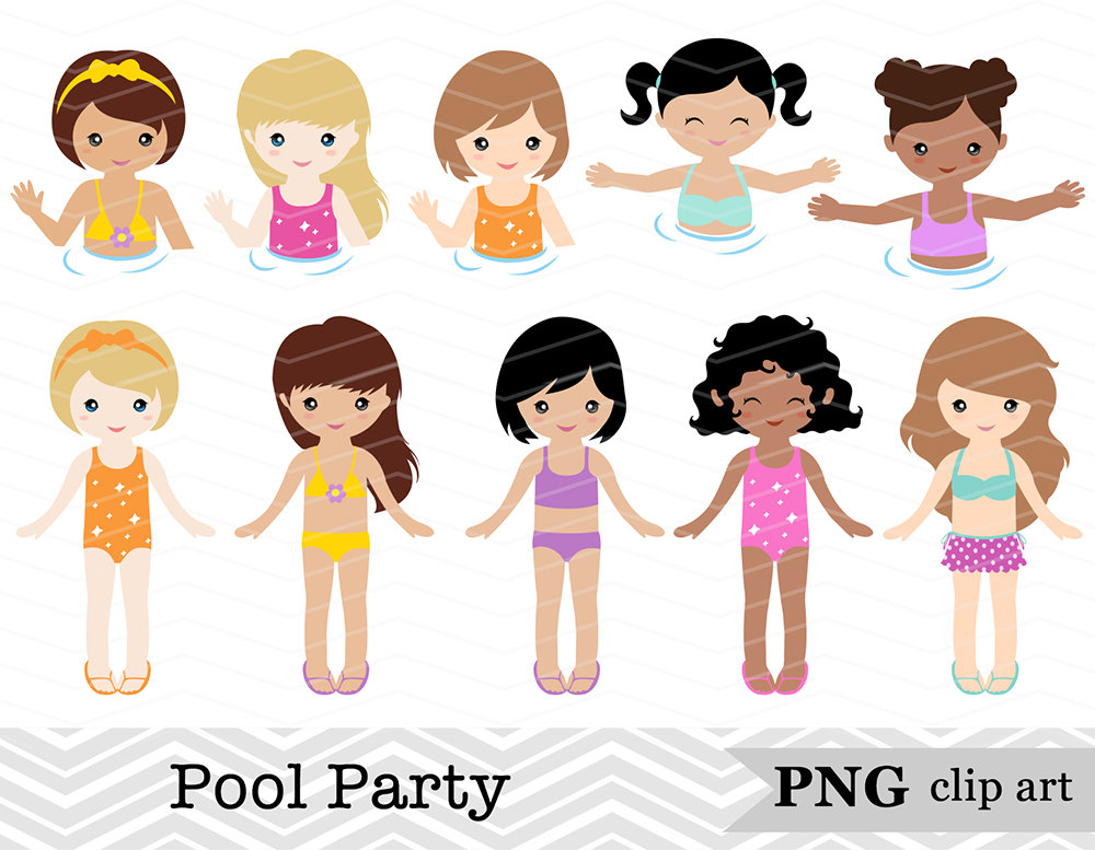 39 Girl Pool Party Clip Art, Swimming Girl Clipart, Summer Pool Girl ...