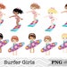 35 Surfer Girls Clip Art, Summer Vacation Clipart, Girl Surfing Clipart ...