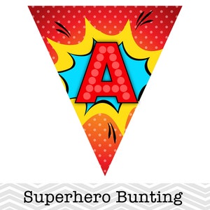 Printable Superhero Birthday Party Bunting Banner Flag, Make Your Own ...