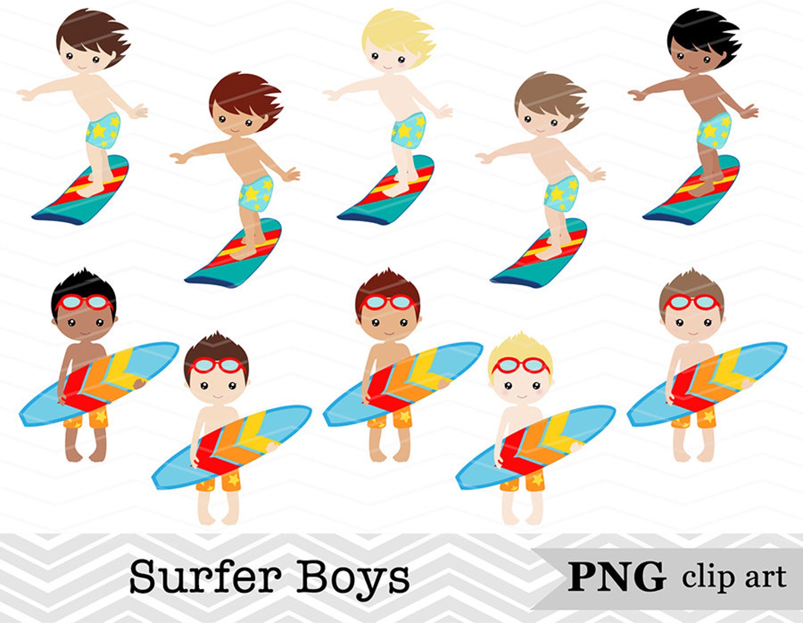 35 Surfer Boys Clip Art, Summer Vacation Clipart, Boy Surfing Clipart ...