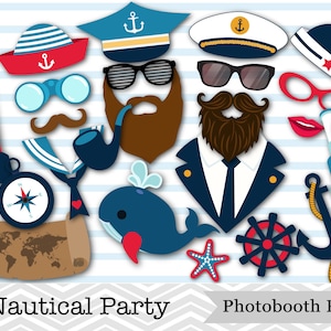 Printable Nautical Party Photo Booth Props, Sailor Party Photo Booth ...