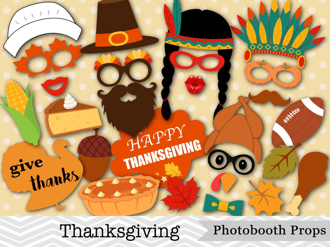 Printable Thanksgiving Party Photo Booth Props, Give Thanks Party Photo ...