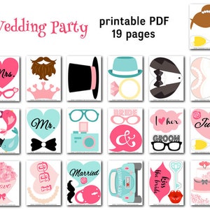 Printable Just Married Photo Booth Props, Wedding Party Photo Booth ...