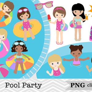 39 Girl Pool Party Clip Art, Swimming Girl Clipart, Summer Pool Girl ...