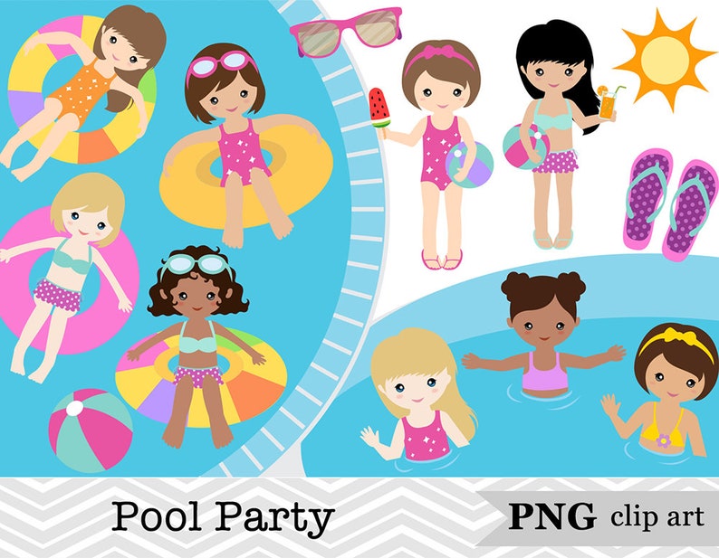 39 Girl Pool Party Clip Art, Swimming Girl Clipart, Summer Pool Girl ...