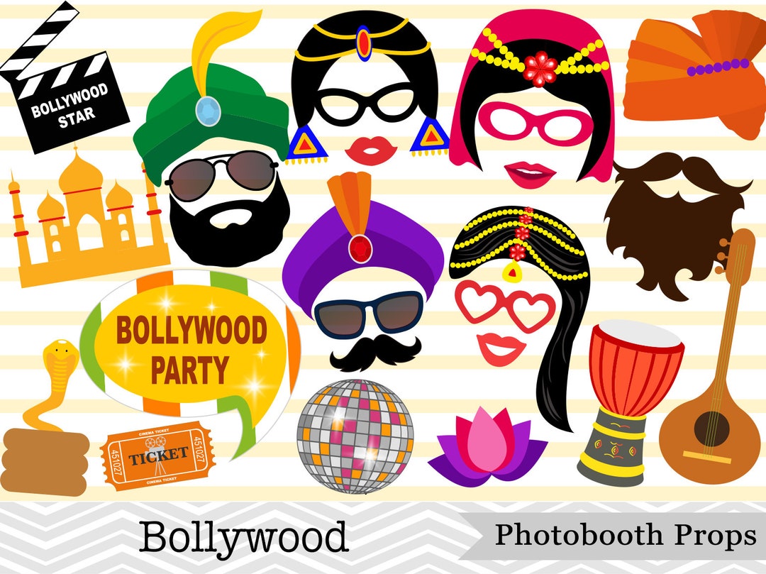 Printable Bollywood Party Photo Booth Props, India Themed Party Photo ...