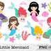22 Digital Little Mermaid Clip Art, Little Mermaid Clipart, Girls ...