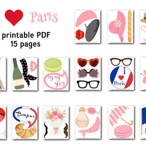 Printable I Love Paris Party Photo Booth Props, French Party Photo ...