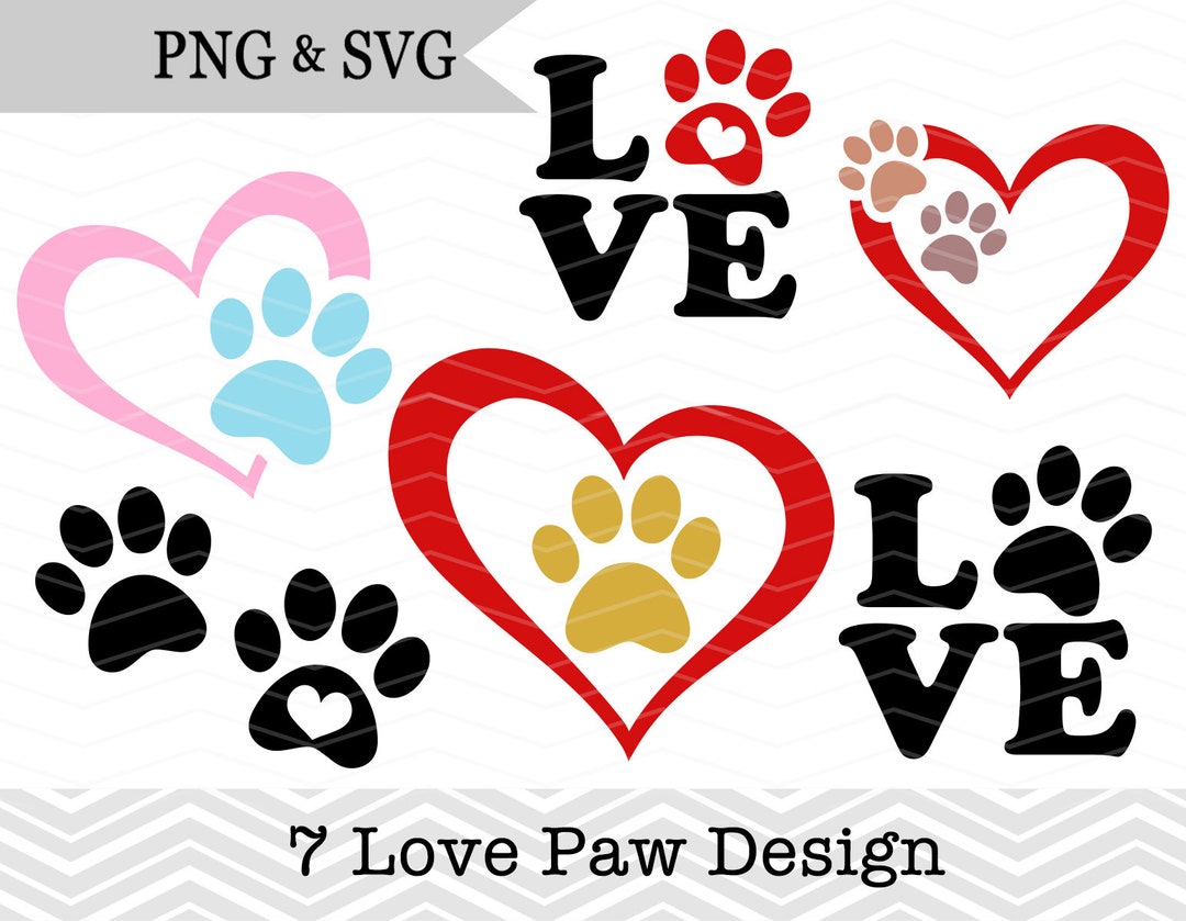 7 Love Paw SVG, Dog Cat Paw Clipart, Dog Paw SVG Cut File for Cricut ...