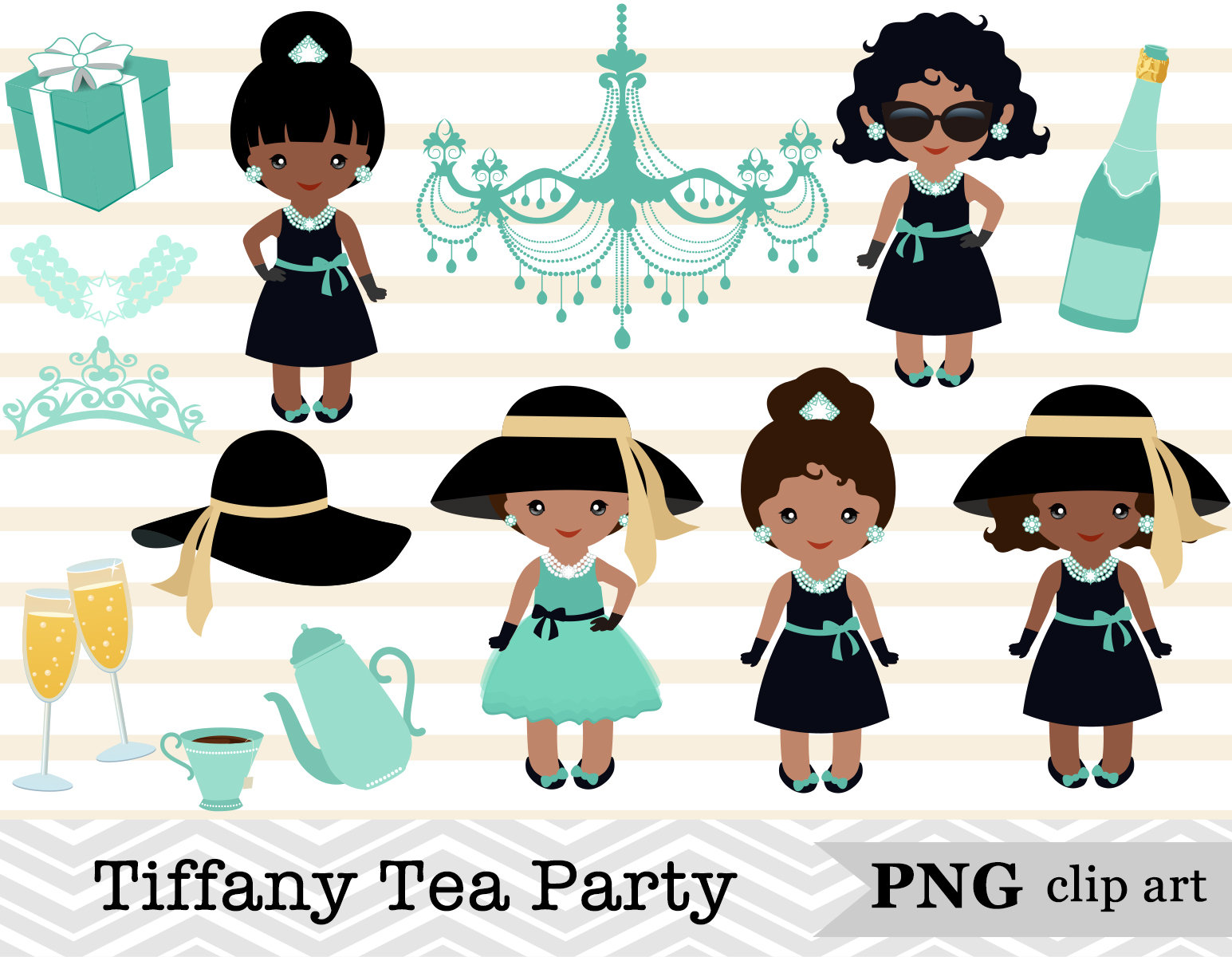 31 African American Tiffany Girl Clip Art Tiffany Tea Party - Etsy