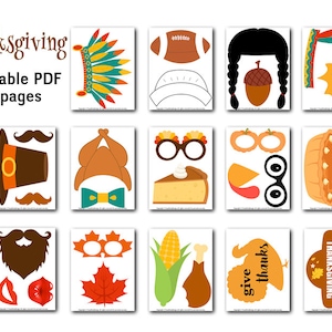 Printable Thanksgiving Party Photo Booth Props, Give Thanks Party Photo ...