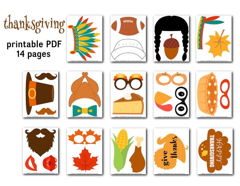 Printable Thanksgiving Party Photo Booth Props, Give Thanks Party Photo ...