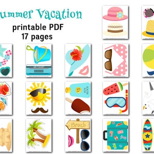 Printable Summer Beach Party Photo Booth Props, Summer Vacation Photo ...