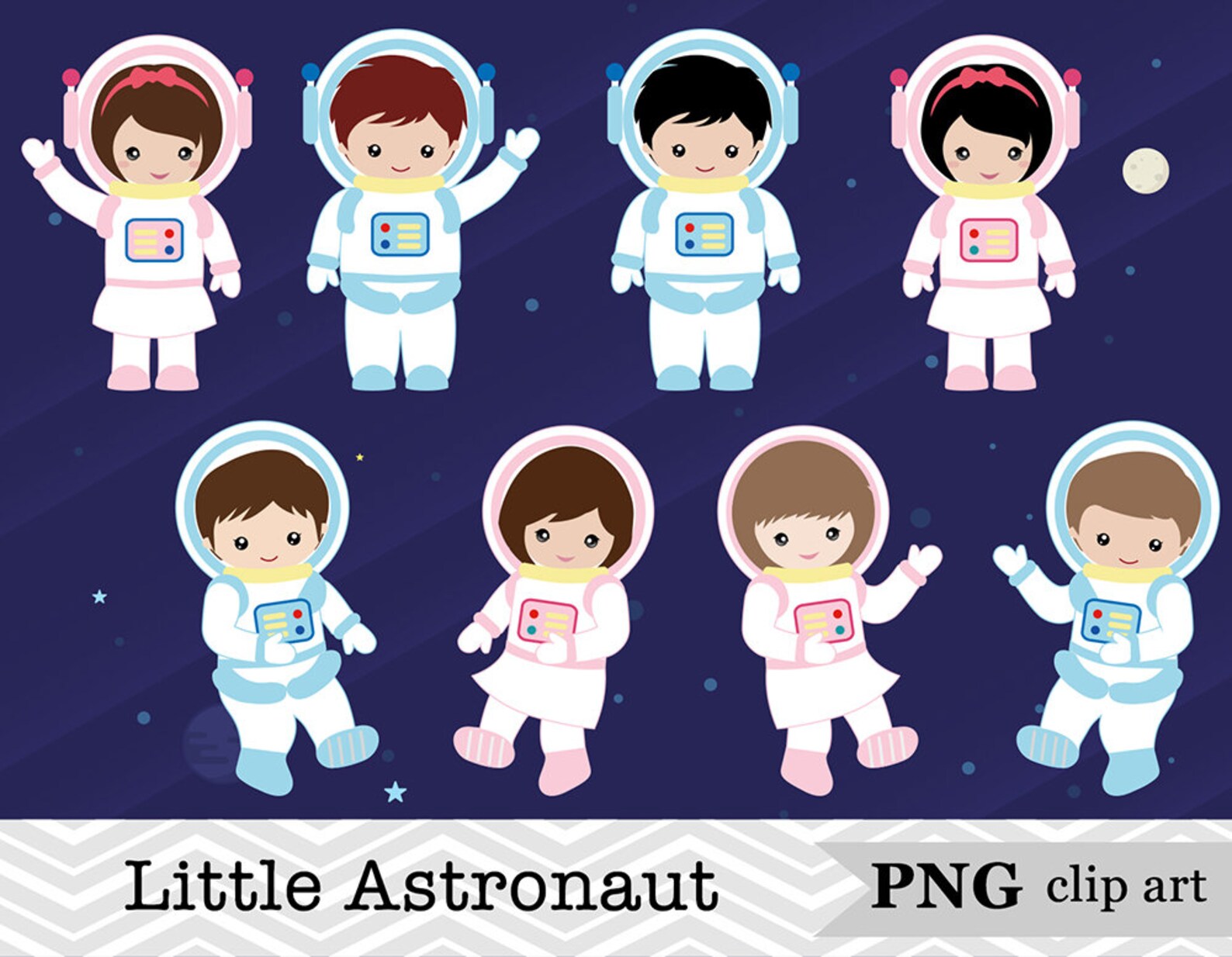 23 Little Astronaut Clip Art, Space Adventure Clipart, Boy and Girl ...
