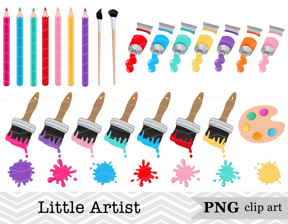 51 Little Artist Girls Clip Art, Art and Paint Clipart, Girl Art Party ...