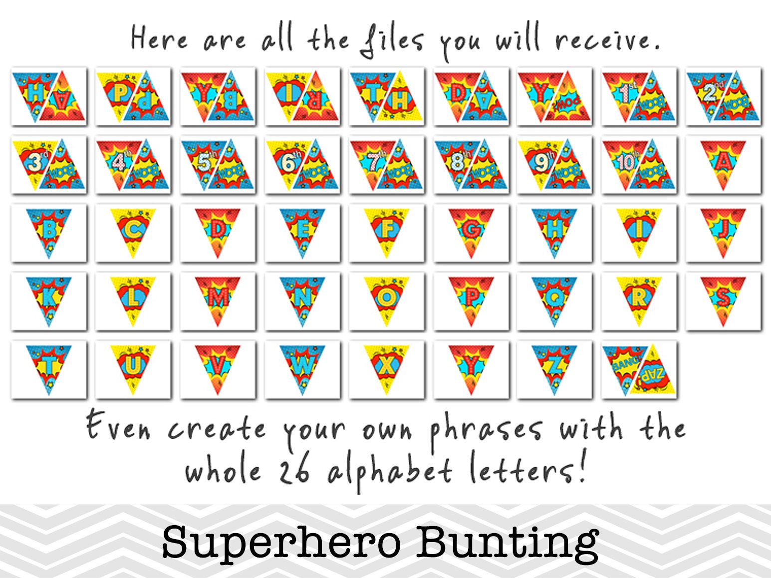 Printable Superhero Birthday Party Bunting Banner Flag, Make Your Own ...
