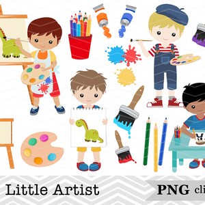 51 Little Artist Boys Clip Art, Art and Paint Clipart, Boy Art Party ...