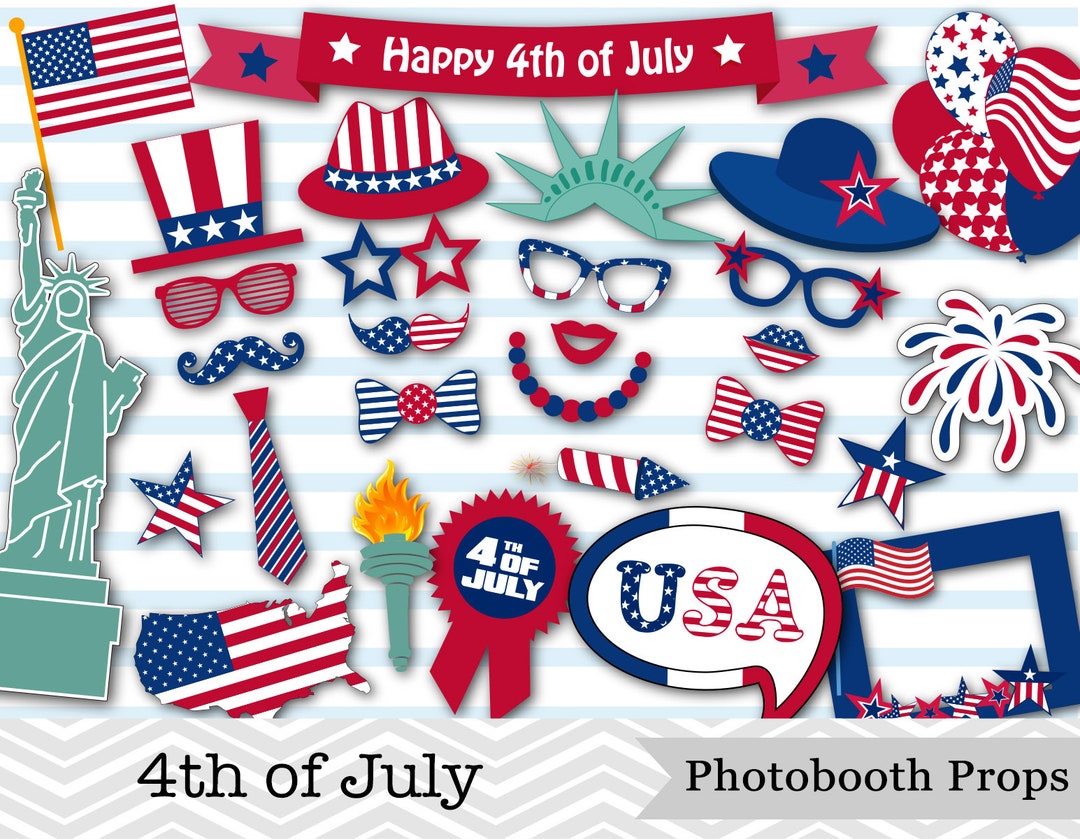 Printable Independence Day Photo Booth Props, 4th of July Photo Booth ...