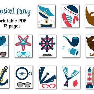 Printable Nautical Party Photo Booth Props, Sailor Party Photo Booth ...