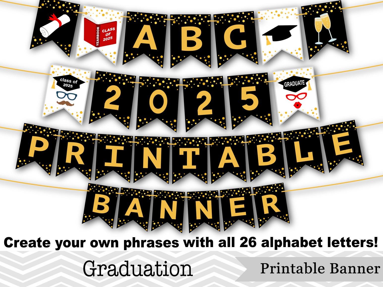 Graduation Party Bunting Banner Flag, Make Your Own Graduation Party ...