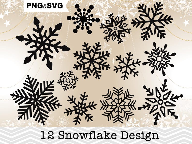 12 Snowflake SVG, Snowflake Clipart, Snowflake Cut File for Cricut ...