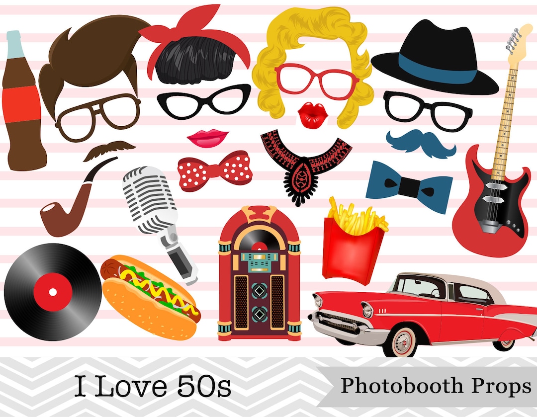 Printable 1950's Party Photo Booth Props, I Love 50s Photo Booth Props ...