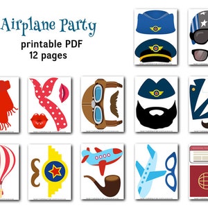 Printable Pilot Party Photo Booth Props, Airplane Party Photo Booth ...